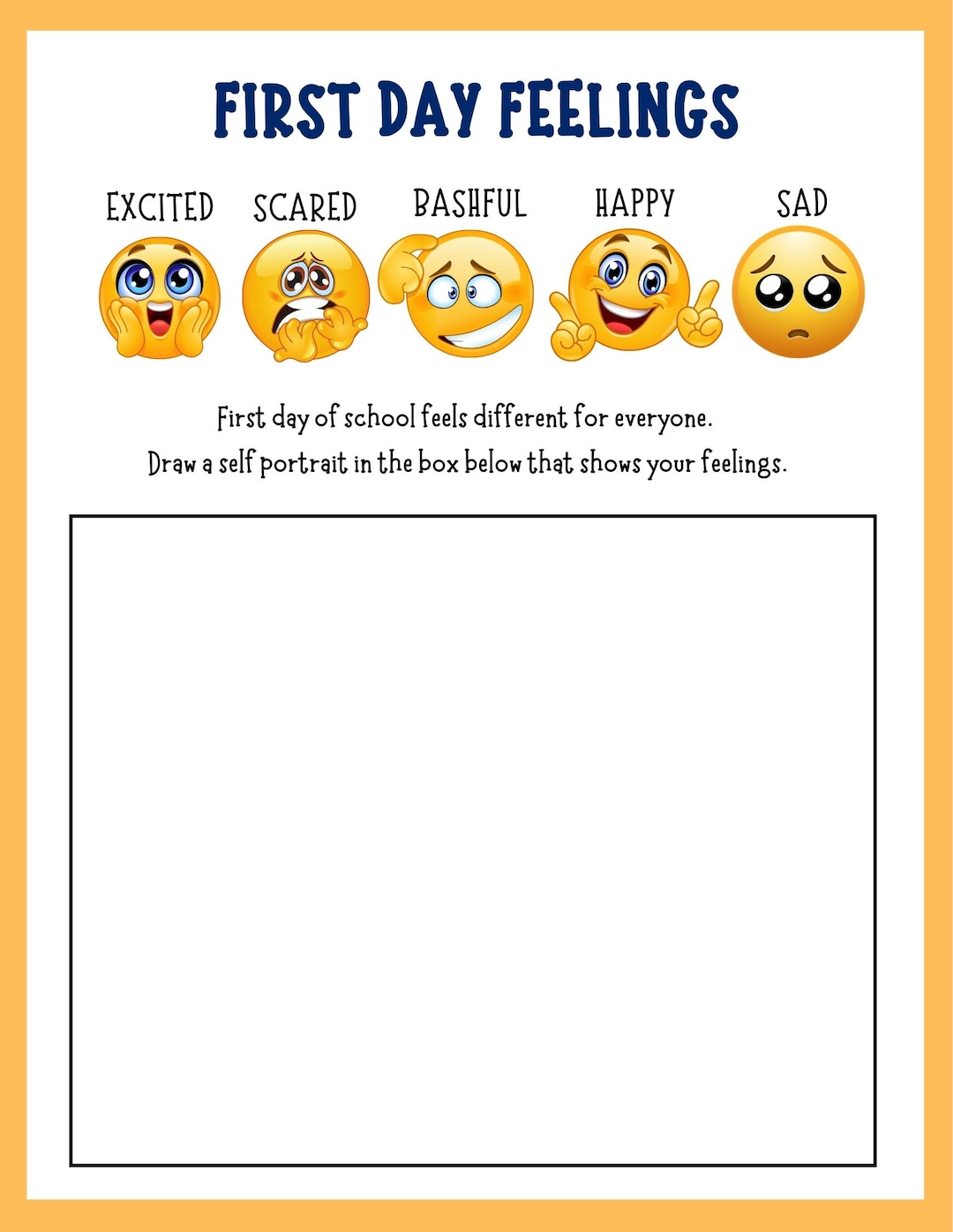 First Day of School Feelings Worksheet – Printable Social Emotional ...