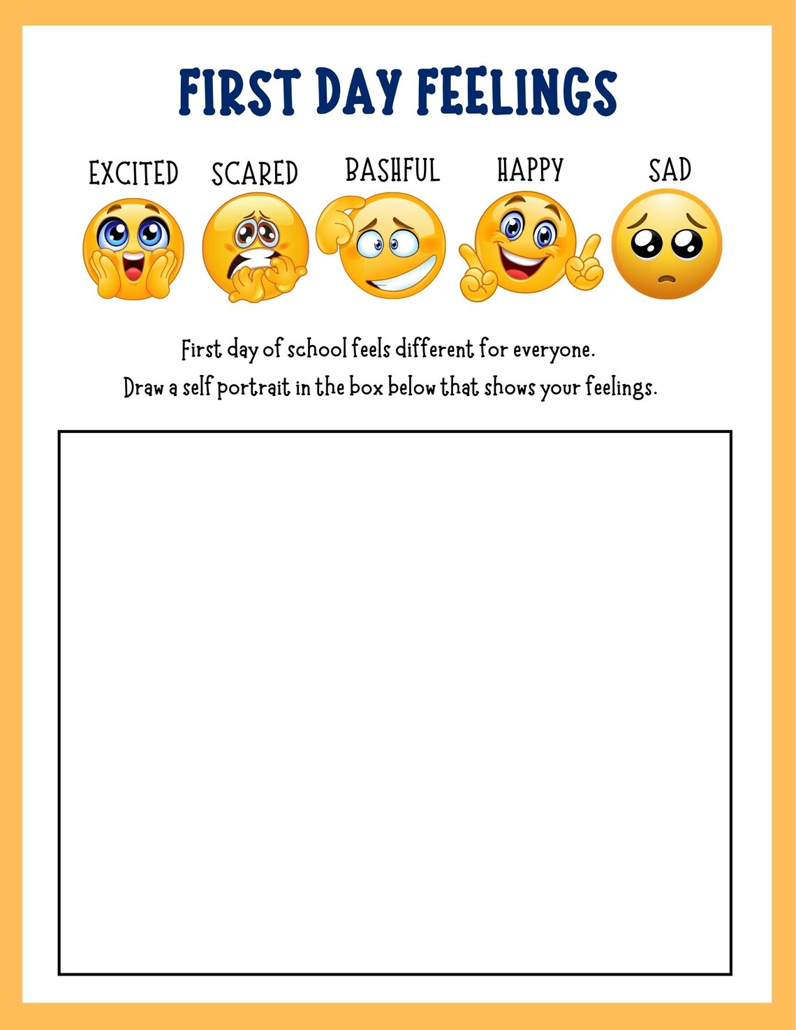 First Day of School Feelings Worksheet – Printable Social Emotional ...