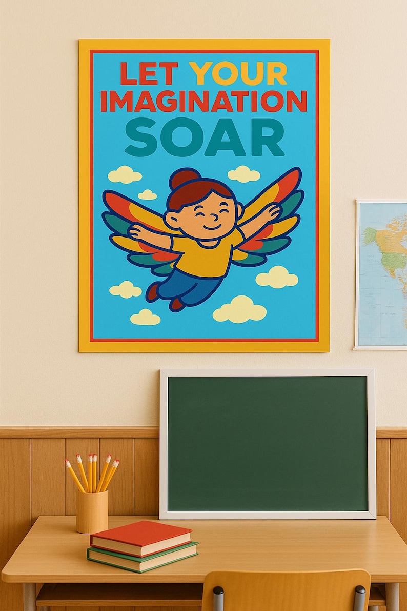 Let Your Imagination Soar Poster – Colorful Kids Wall Art for ...