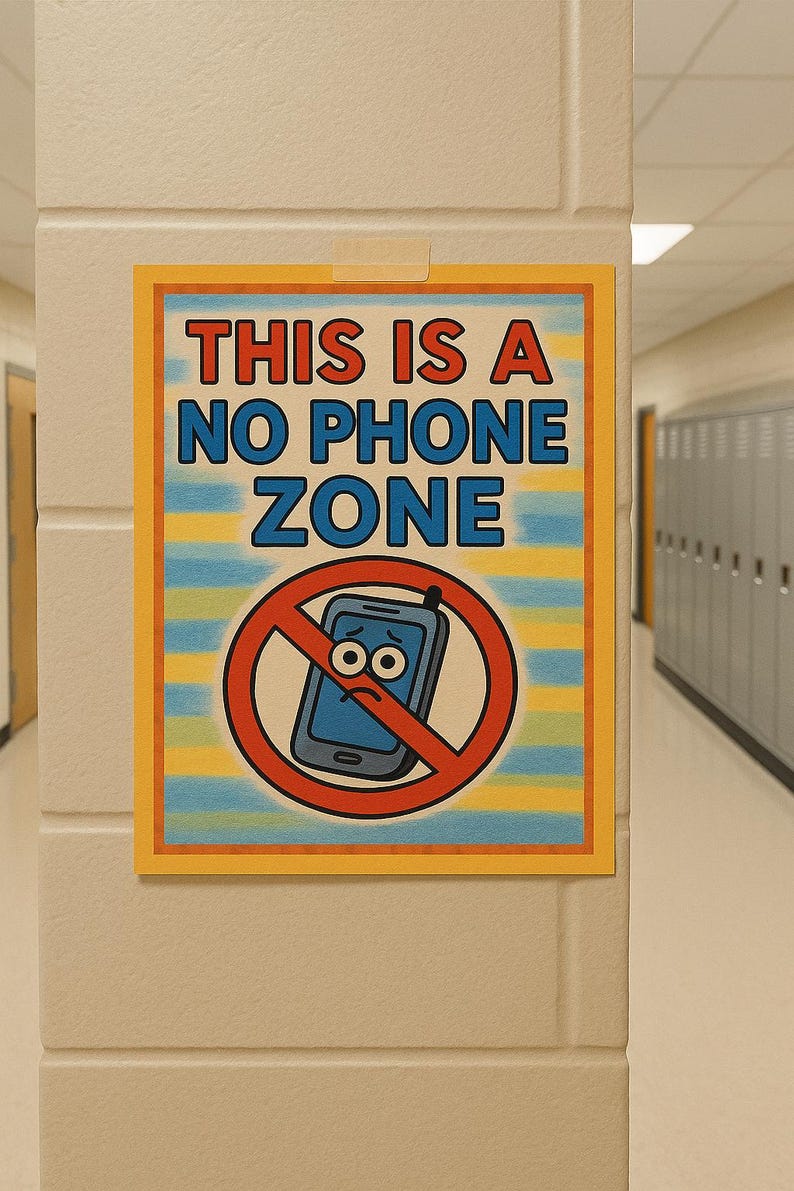 Bright and Bold "no Phone Zone" Printable Wall Art for Classrooms - Etsy