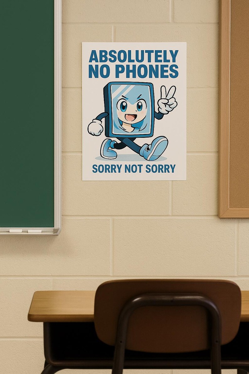 Absolutely No Phones Poster – Funny Anime-inspired School Wall Art ...
