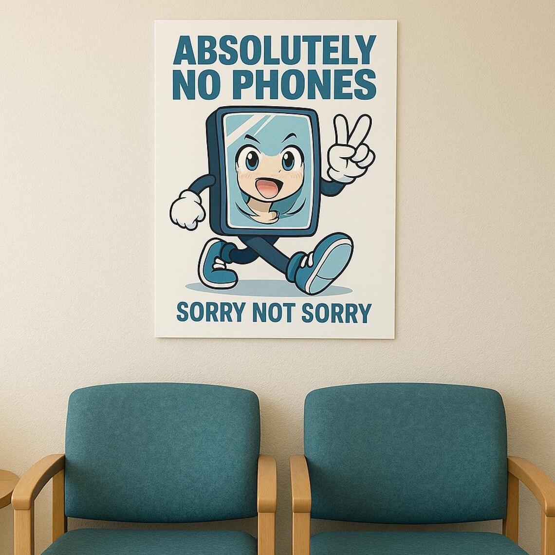 Absolutely No Phones Poster – Funny Anime-inspired School Wall Art ...