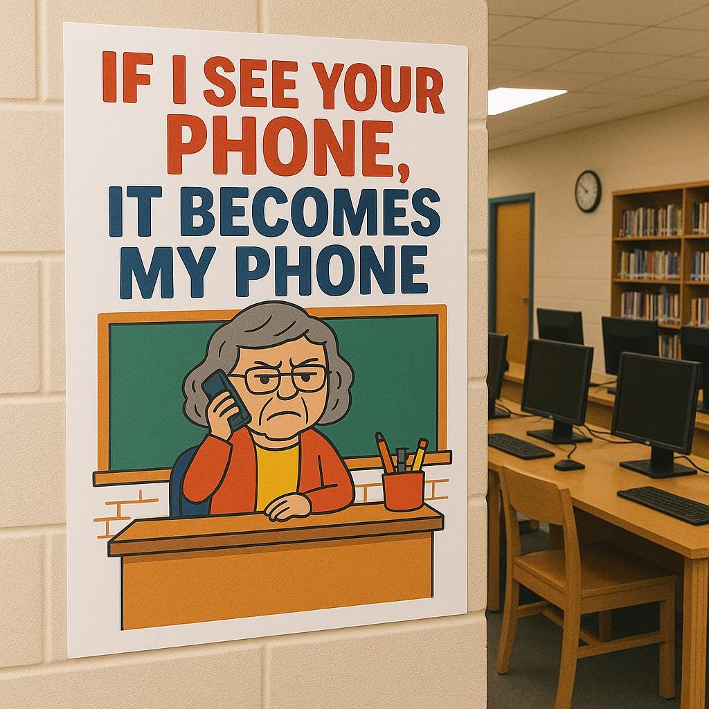 Funny No Phone Classroom Poster - Bold Teacher Cartoon Wall Art - Etsy