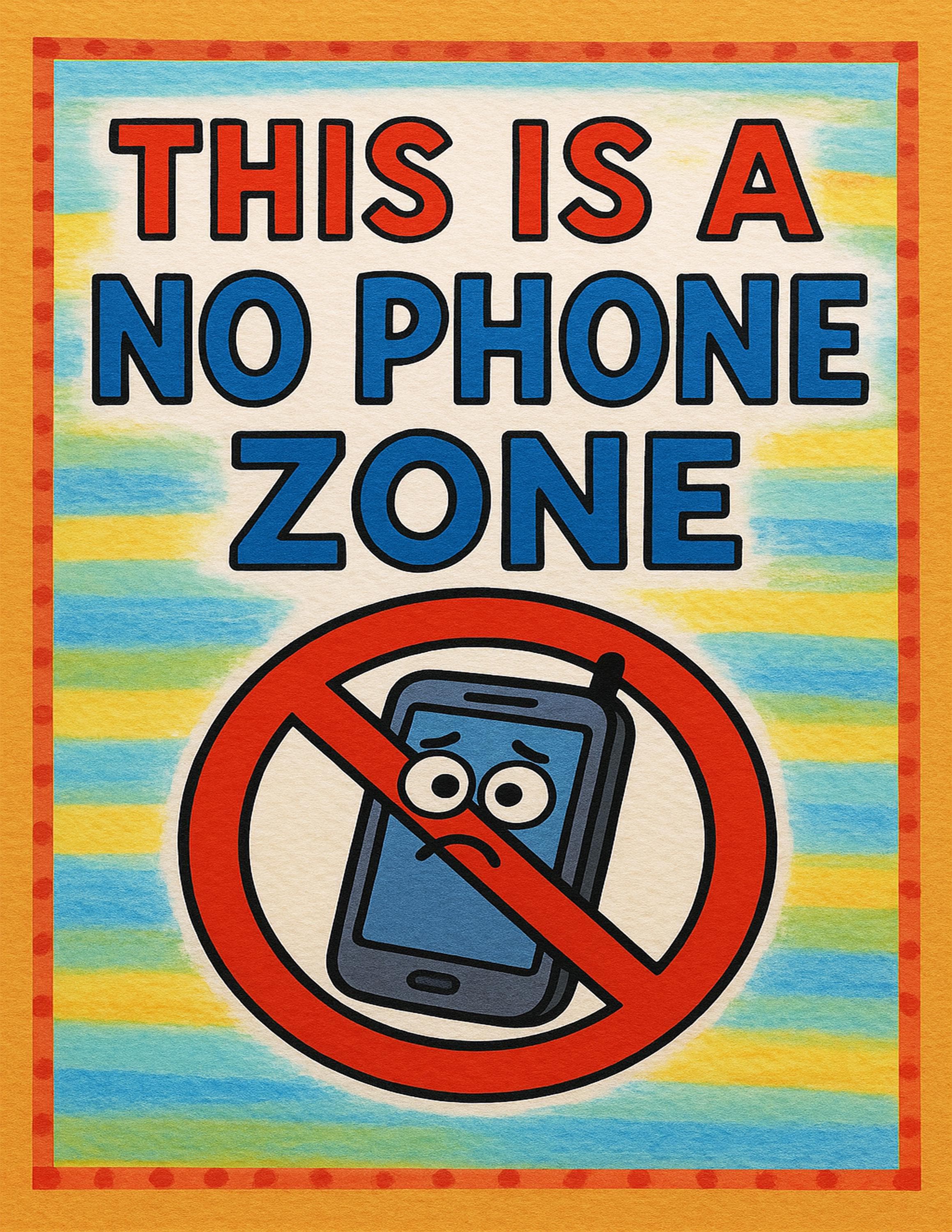Bright and Bold "no Phone Zone" Printable Wall Art for Classrooms - Etsy