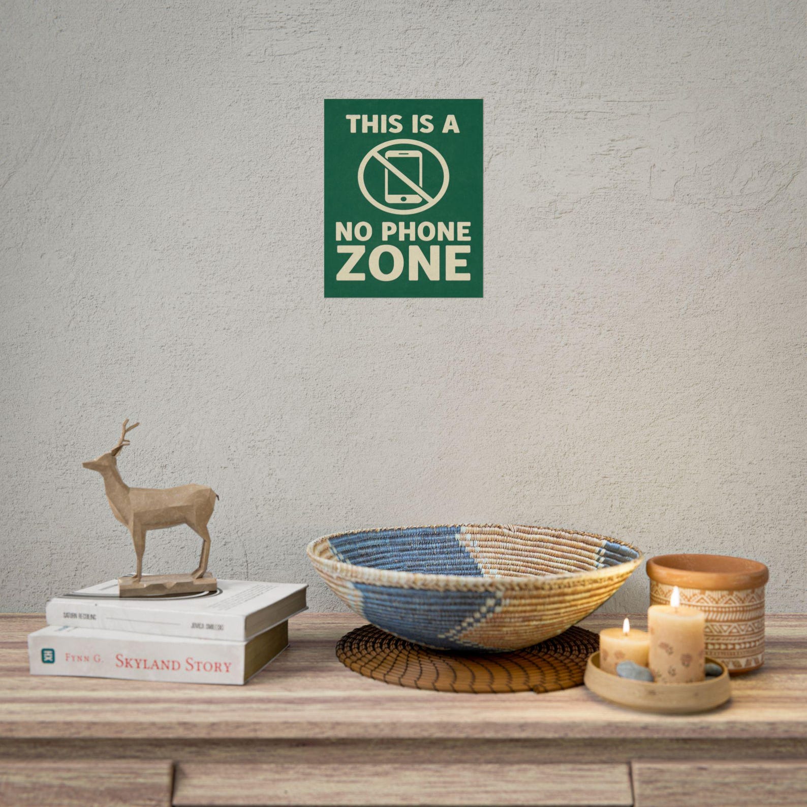 No Phone Zone Classroom Poster - Chalkboard Style School Sign (8x10 ...