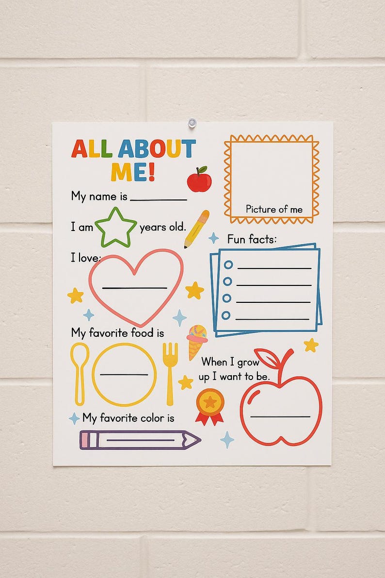 All About Me Printable Worksheet – Fun Back-to-school Activity for Kids ...