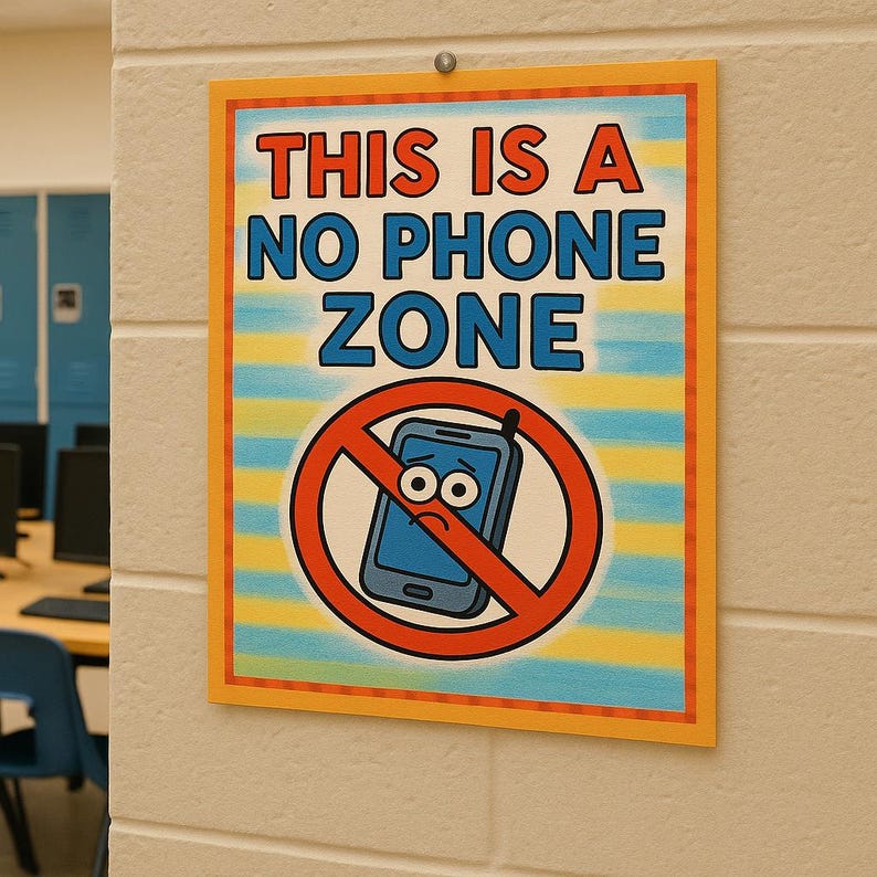 Bright and Bold "no Phone Zone" Printable Wall Art for Classrooms - Etsy
