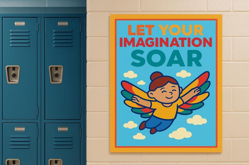 Let Your Imagination Soar Poster – Colorful Kids Wall Art for ...