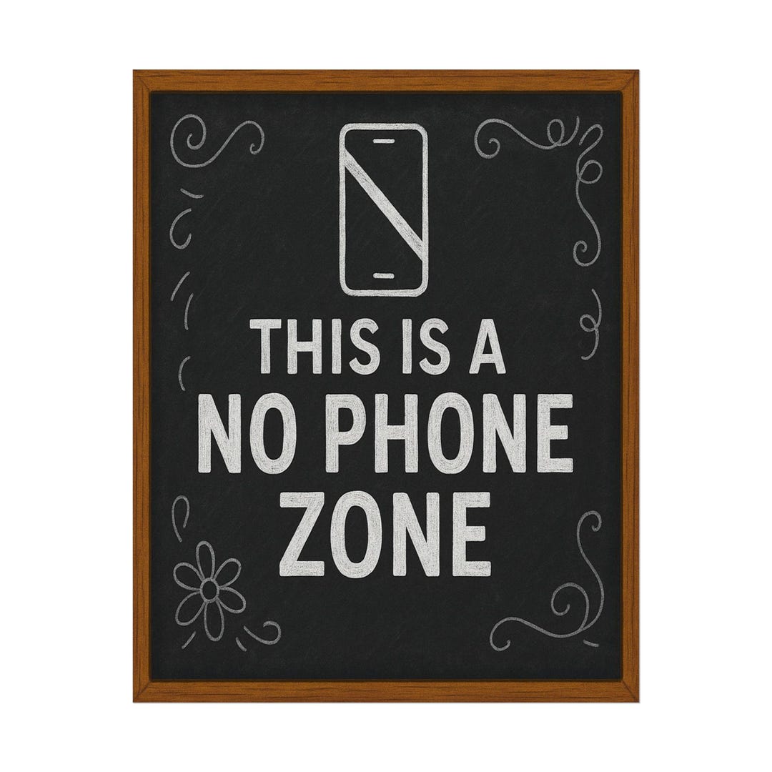 Chalkboard No Phone Zone Poster | Printable Classroom Rules Sign ...