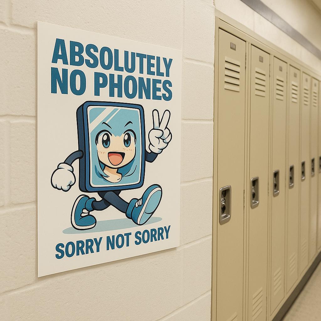 Absolutely No Phones Poster – Funny Anime-inspired School Wall Art ...