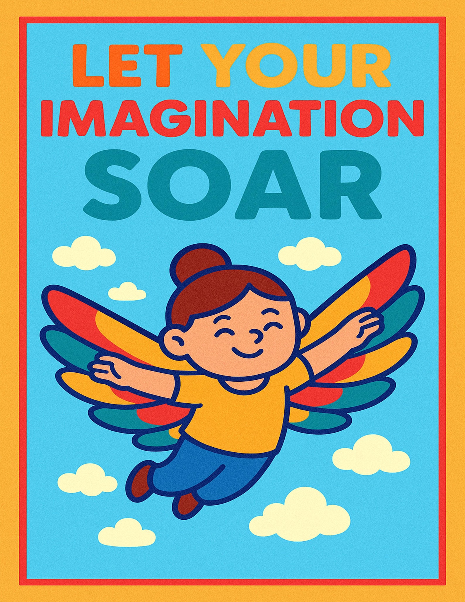 Let Your Imagination Soar Poster – Colorful Kids Wall Art for ...