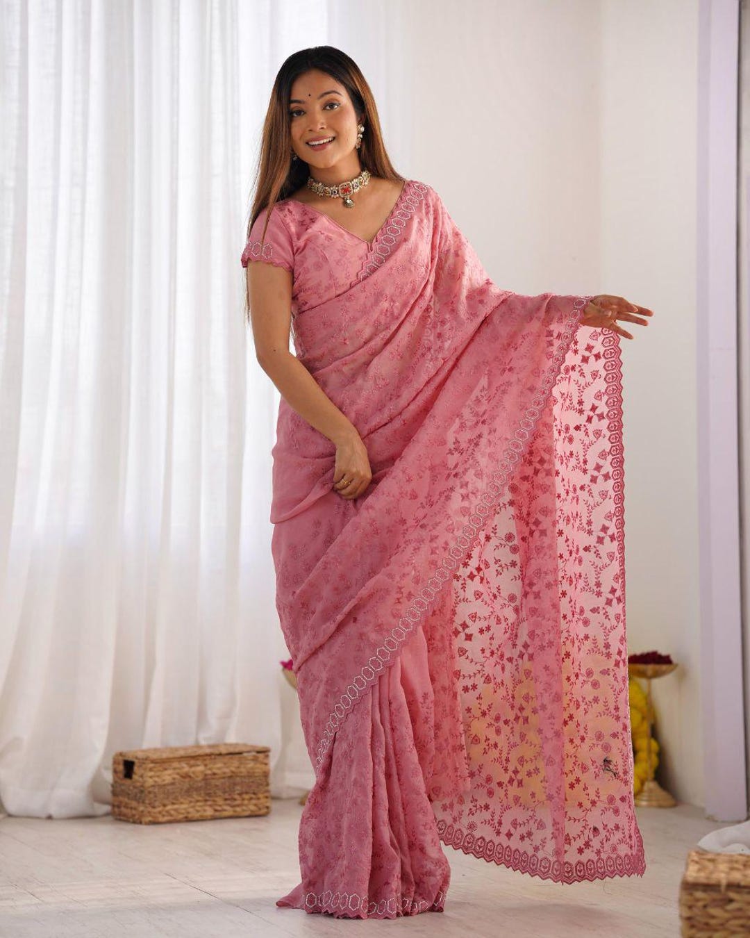 Saree and Blouse Set, Saree Blouses for Women, Saree With Stitched ...