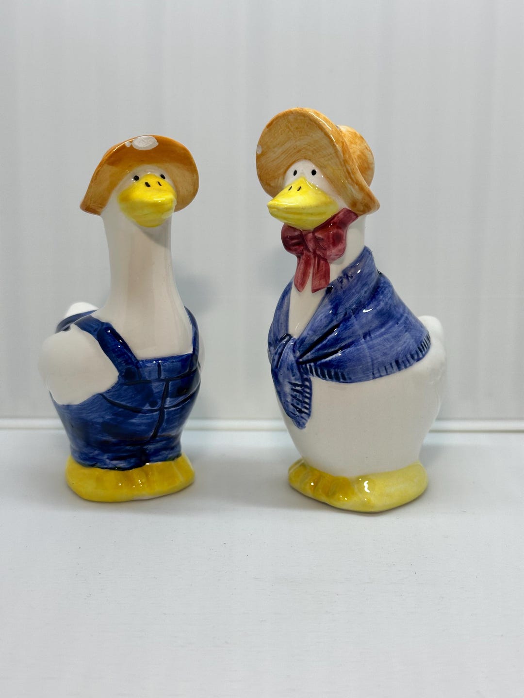 Vintage Farmer Mother Goose Geese Couple Ceramic Salt & Pepper Shakers ...
