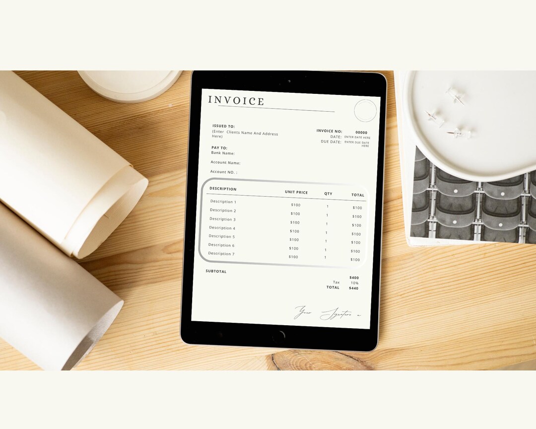 Invoice Template- Minimalist Business Invoice, Editable Template, Sleek ...
