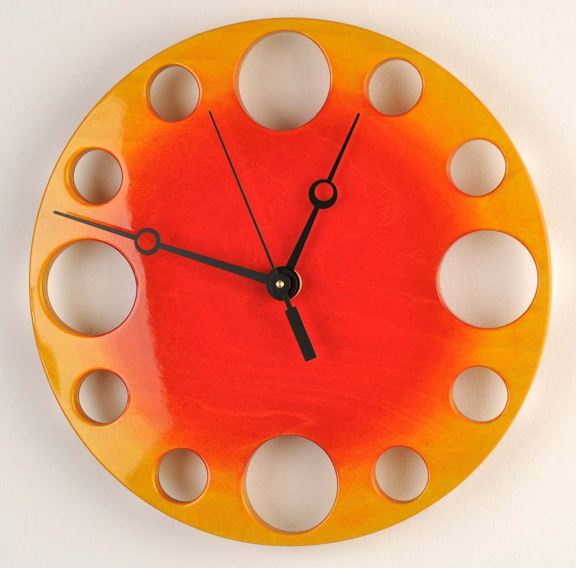 POP Clock in Yellow to Orange Sunburst, 10 Modern Wall Clock - Etsy
