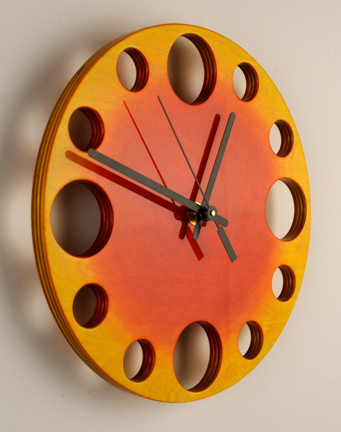 POP Clock in Yellow to Orange Sunburst, 10 Modern Wall Clock - Etsy