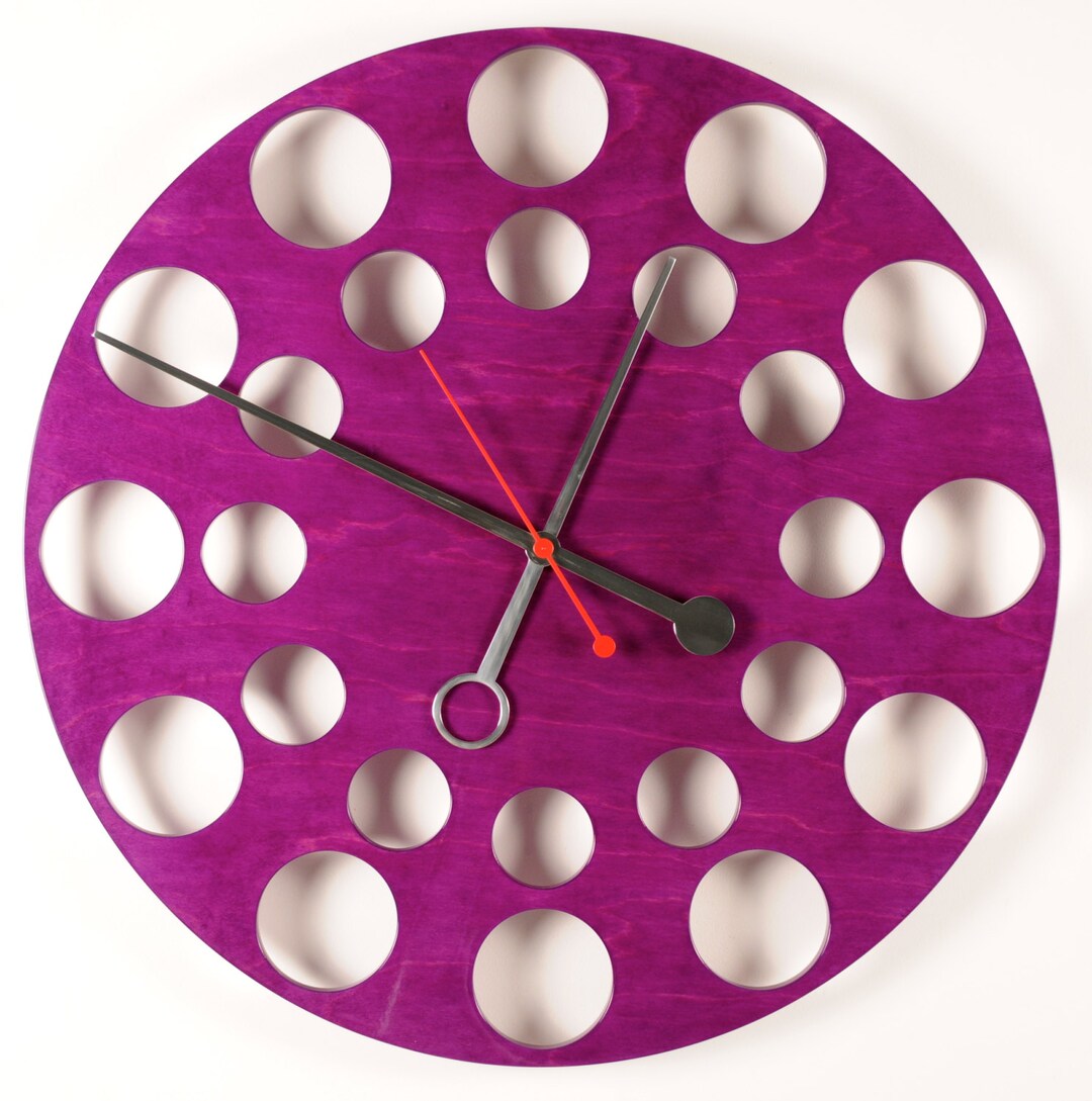 POP Clock in Purple, 24 Modern Wall Clock - Etsy