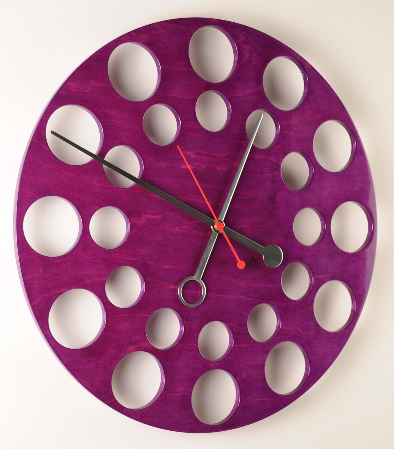 POP Clock in Purple, 24 Modern Wall Clock - Etsy