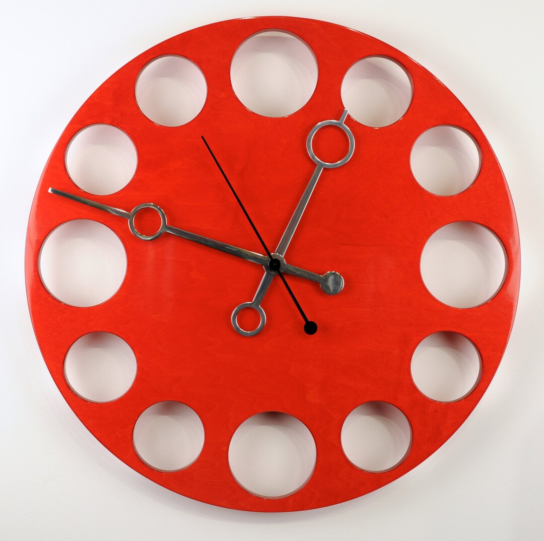 POP Clock in Red, 18" Modern Wall Clock - Etsy