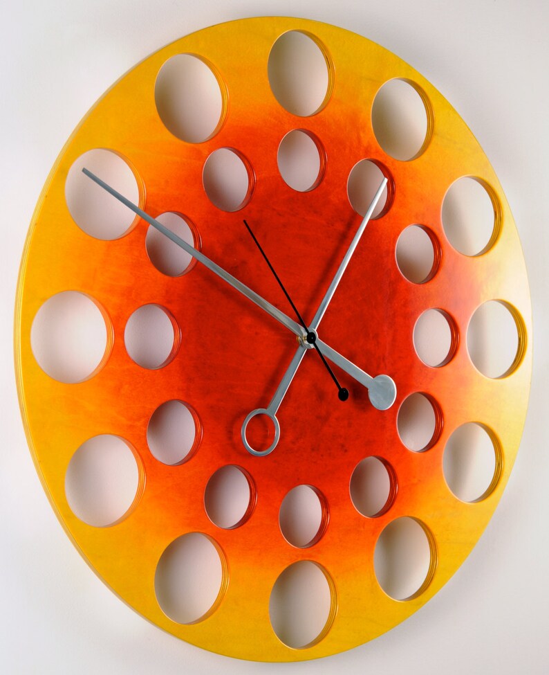 POP Clock in Yellow to Red Sunburst, 24 Modern Wall Clock - Etsy