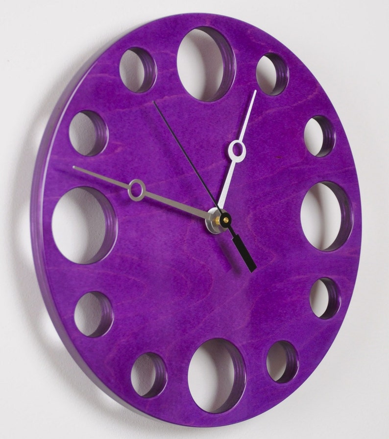 POP Clock in Purple, 10 Modern Wall Clock - Etsy