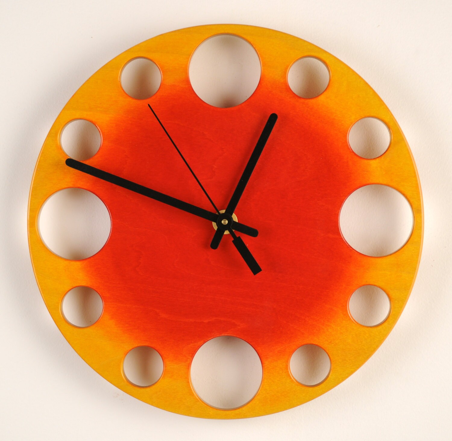 POP Clock in Yellow to Orange Sunburst, 10 Modern Wall Clock - Etsy