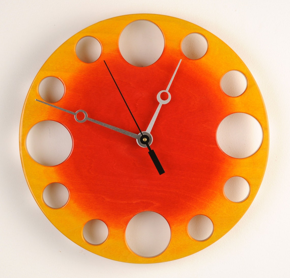 POP Clock in Yellow to Orange Sunburst, 10 Modern Wall Clock - Etsy