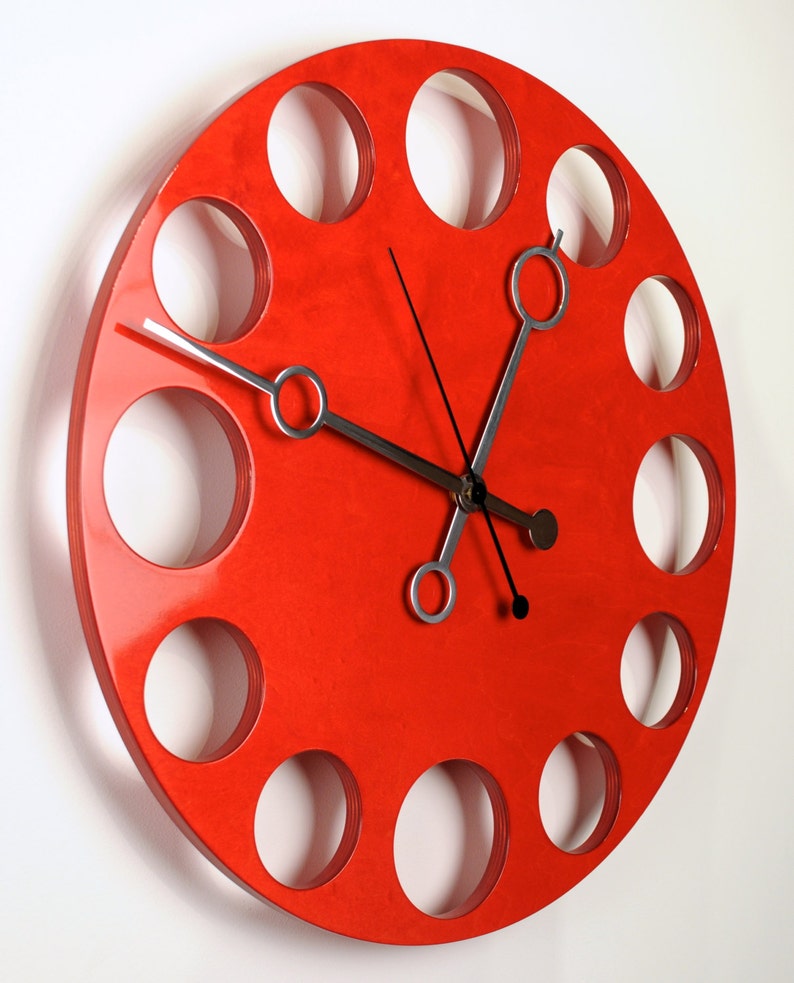 POP Clock in Red, 18" Modern Wall Clock - Etsy
