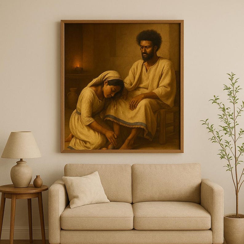 Black Christ Wall Art – Woman Anointing Christ’s Feet, Biblical ...