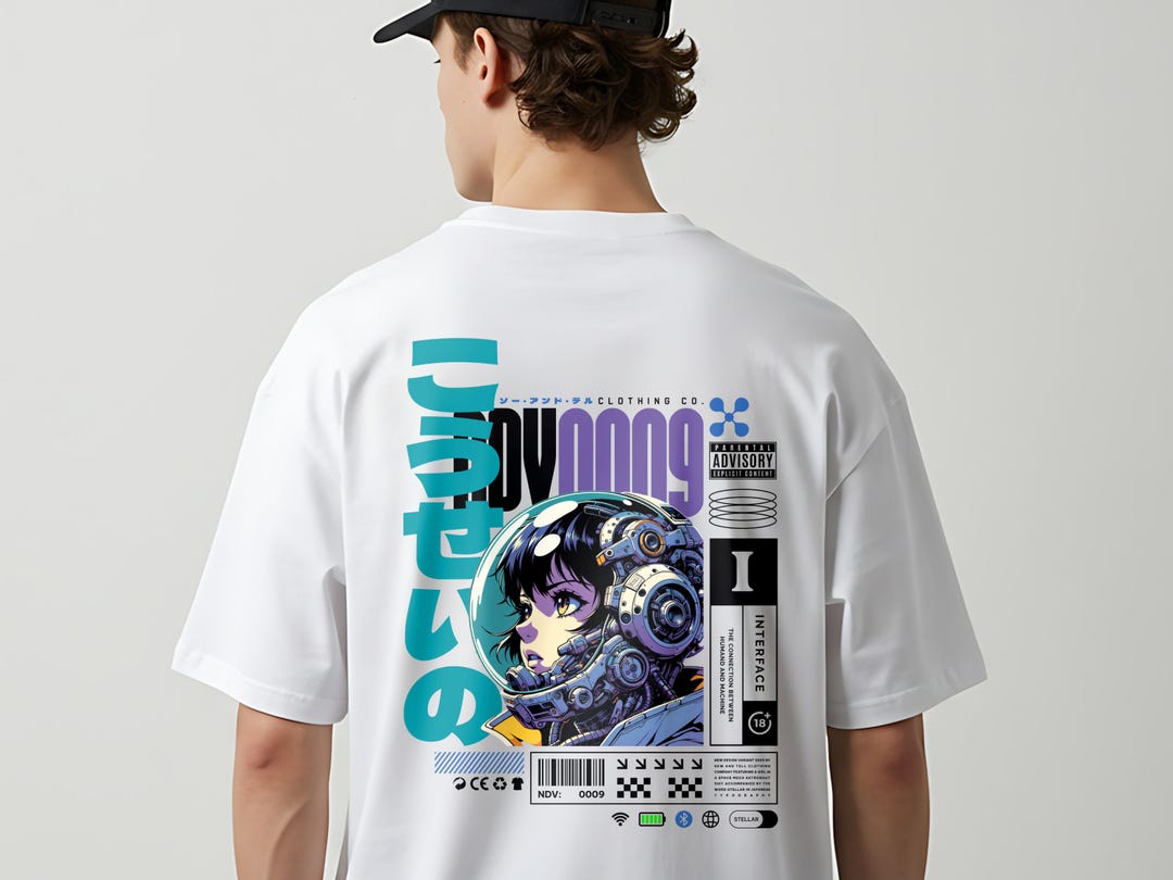 Astro Mech Shirt, Cyberpunk Anime Graphic Tee, Japanese Mech Girl T ...