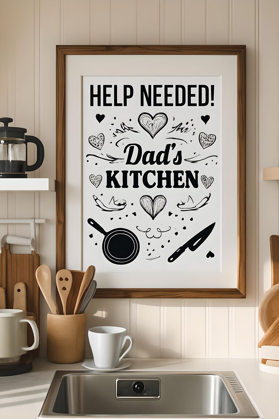 Dads Kitchen Poster Design in Black and White - Etsy