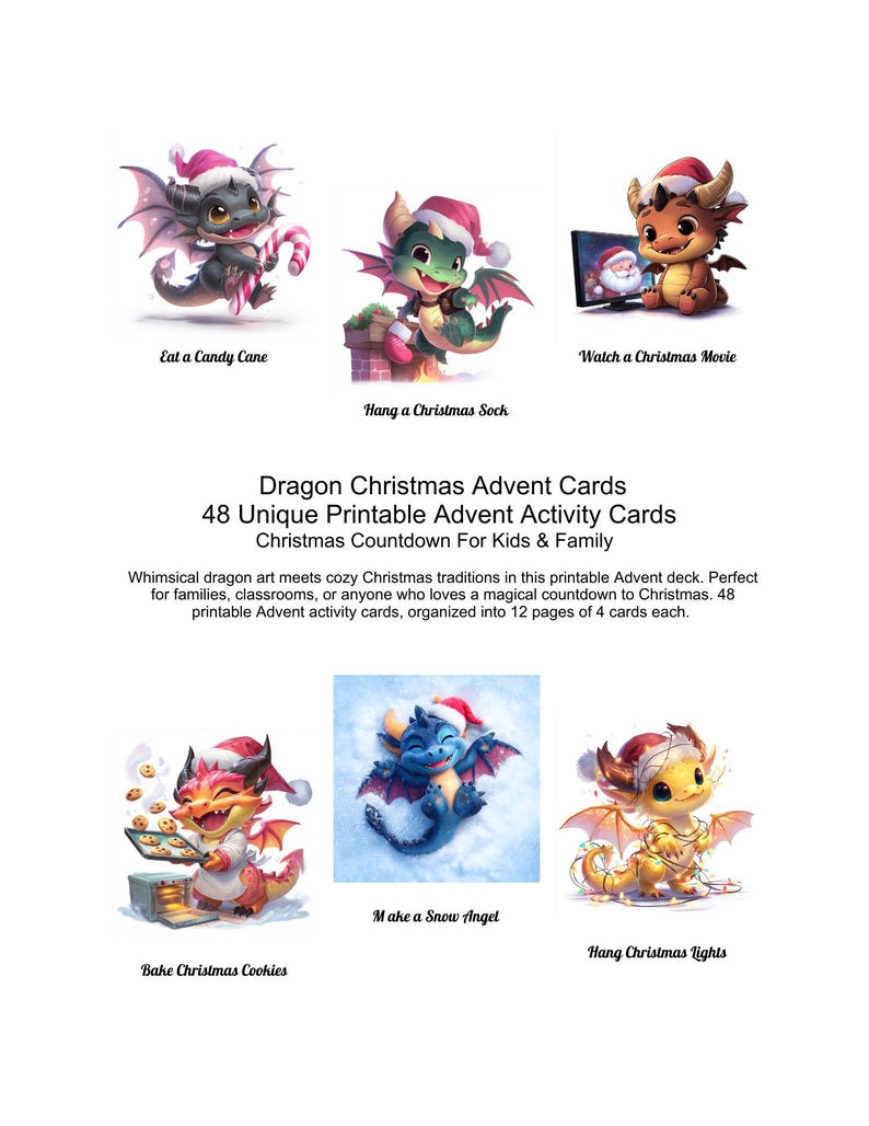 Dragon Advent Calendar | 48 Printable Christmas Countdown Activity ...