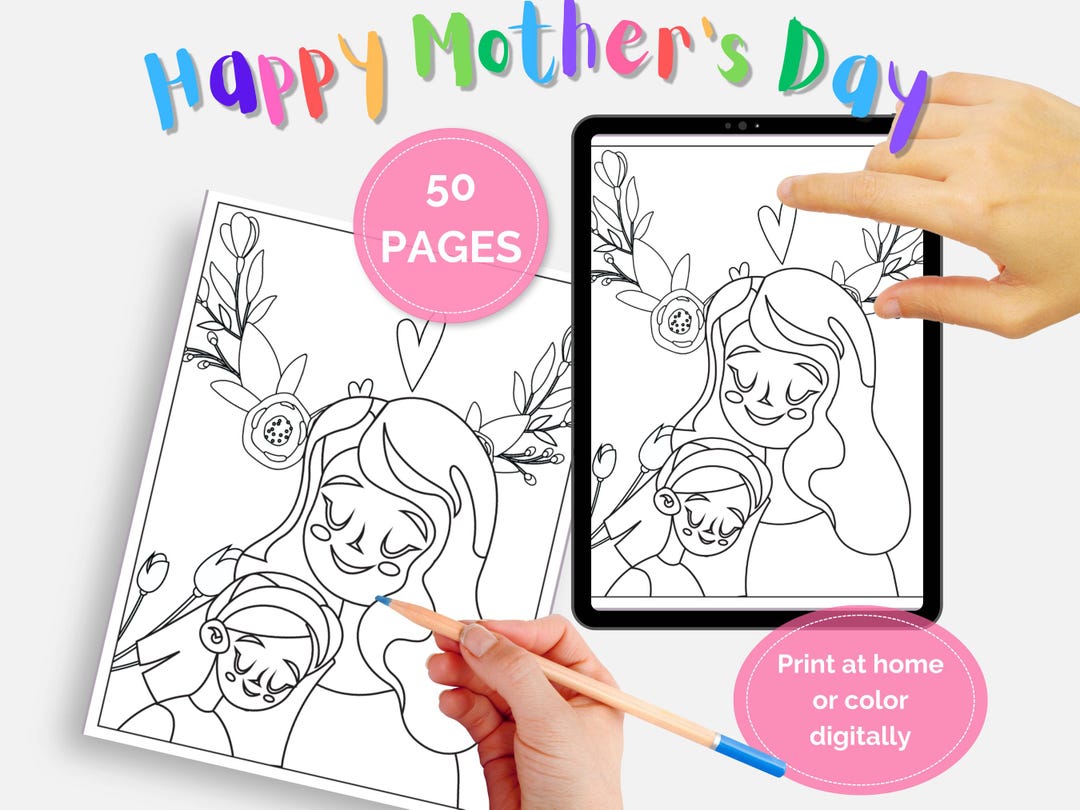 50 Unique Mom Coloring Pages, Digital Download Bundle, 50 Mothers Day ...