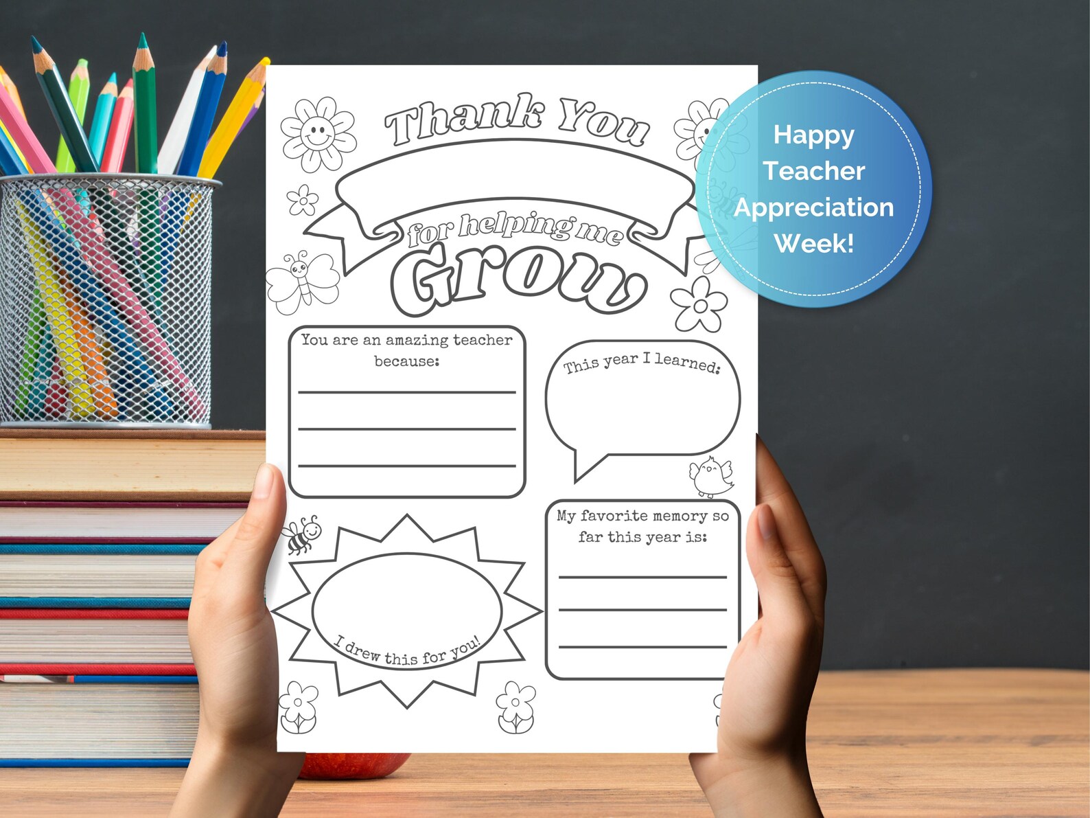 Teacher Appreciation Week Coloring Page, Teacher Appreciation Gift ...