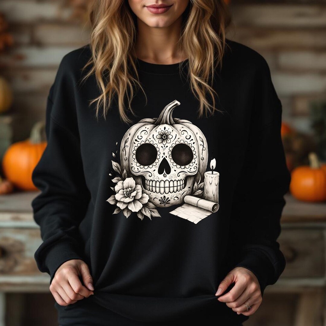 Pumpkin Skull PNG: Halloween Día De Los Muertos Design (digital ...