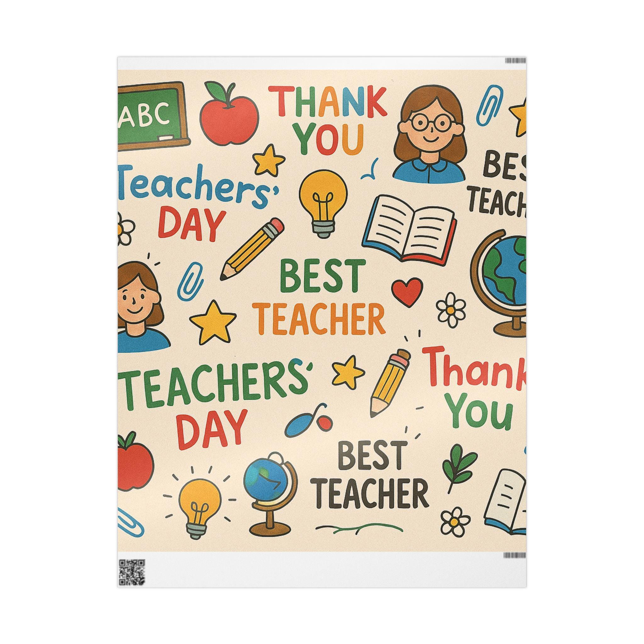Colorful Teacher Appreciation Wrapping Paper, Best Teacher Gift Wrap ...