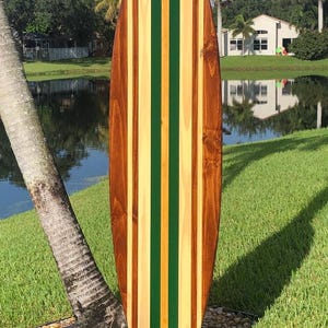 Forest Green Surfboard Wood Wall Art & Decor | Customizable | Wood ...