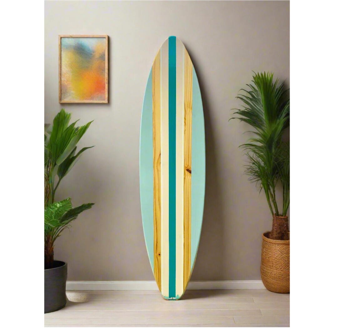 Coastal Coral Pastel Surfboard Wood Wall Art & Decor | Customizable ...
