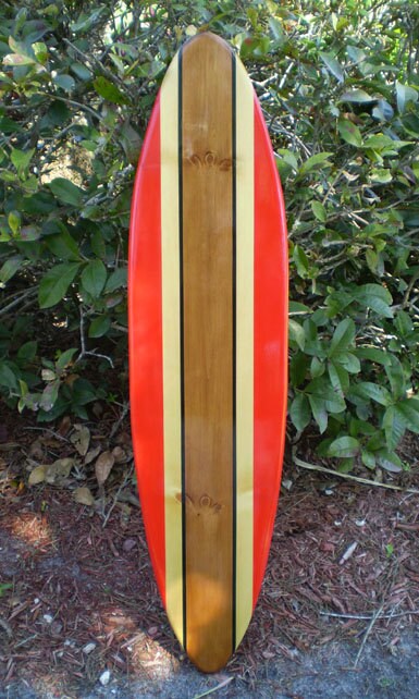 Red Classic Vintage Style Surfboard Wood Wall Art- Customizable 2-6 ...