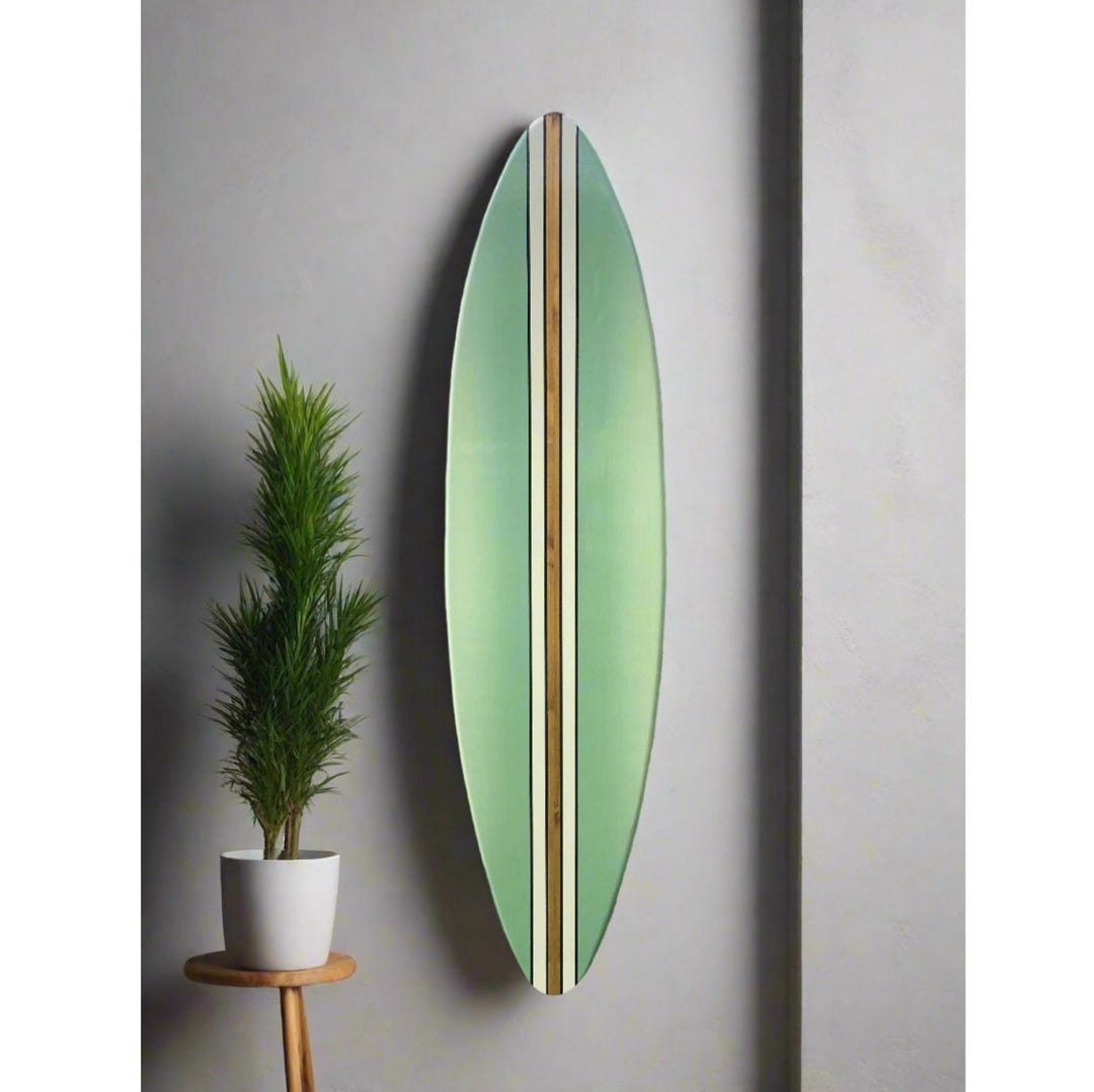 Lime Cream Surfboard Wall Art & Decor | Customizable | Wood Surfboard ...