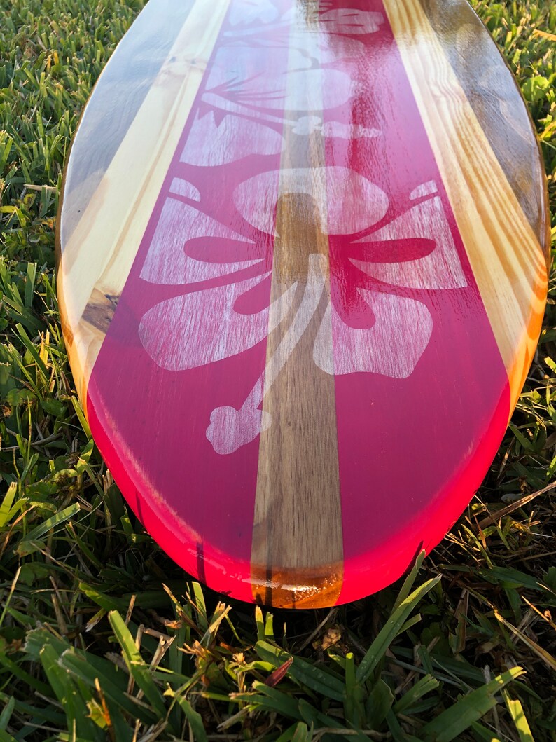 Magenta Distressed Style Surfboard Wood Wall Art & Decor | Customizable ...