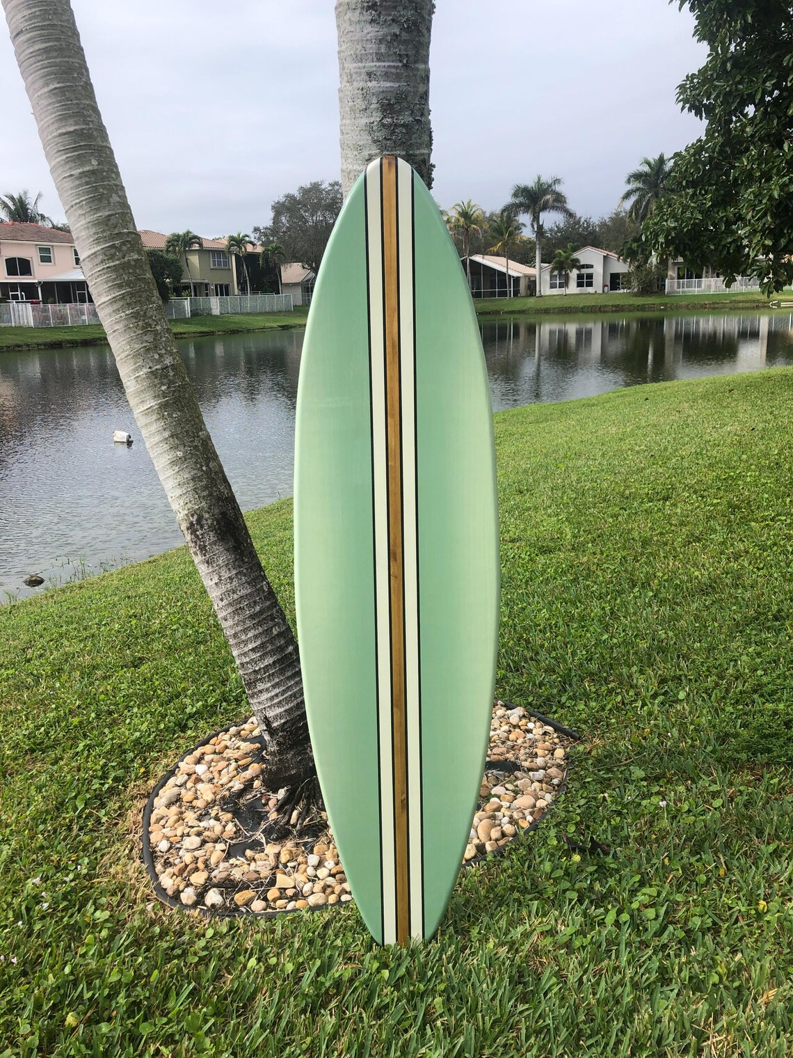 Lime Cream Surfboard Wall Art & Decor | Customizable | Wood Surfboard ...