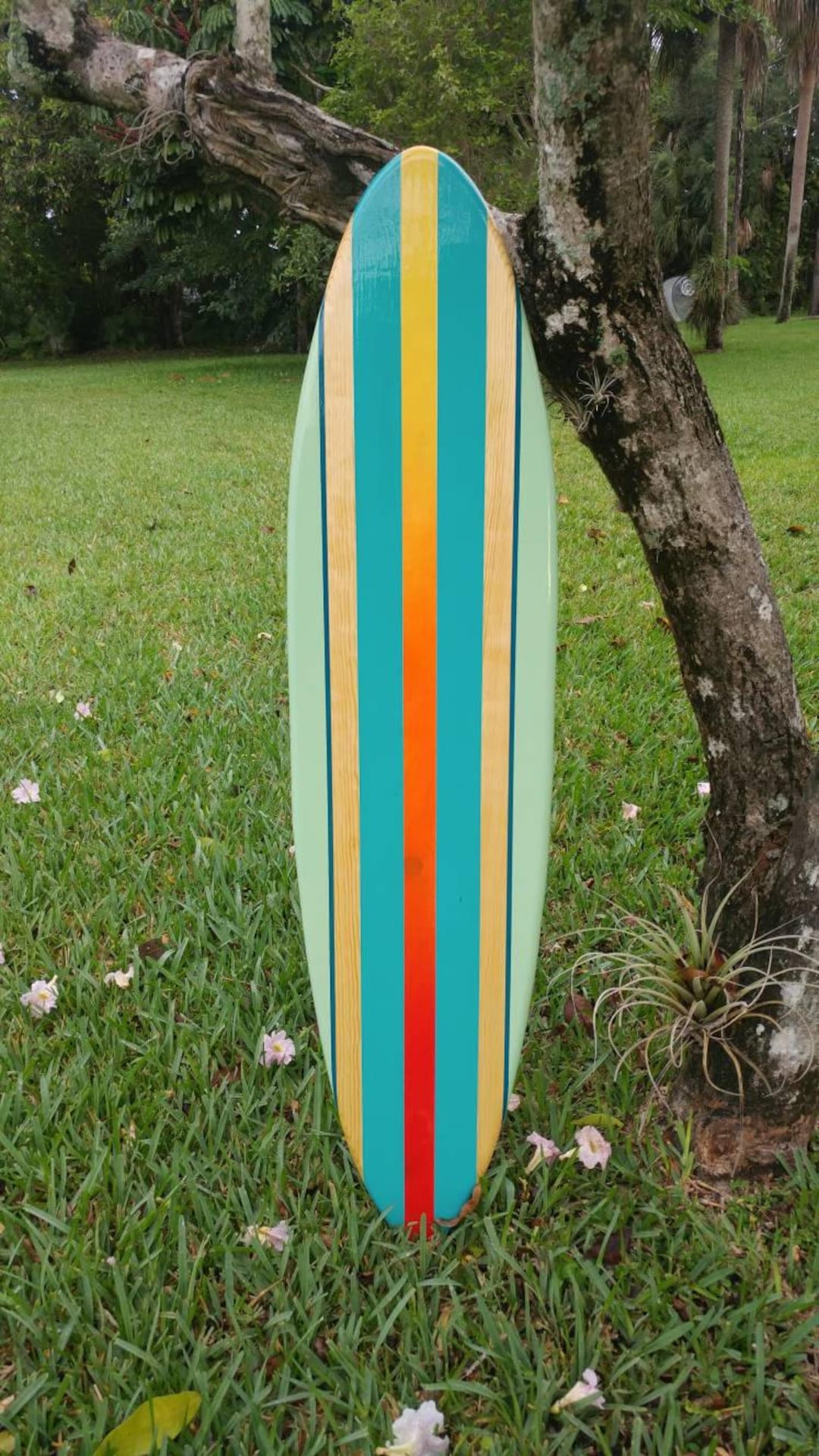 Tropical Aqua Surfboard Wall Art & Decor- Modern Style Wood Surfboard ...