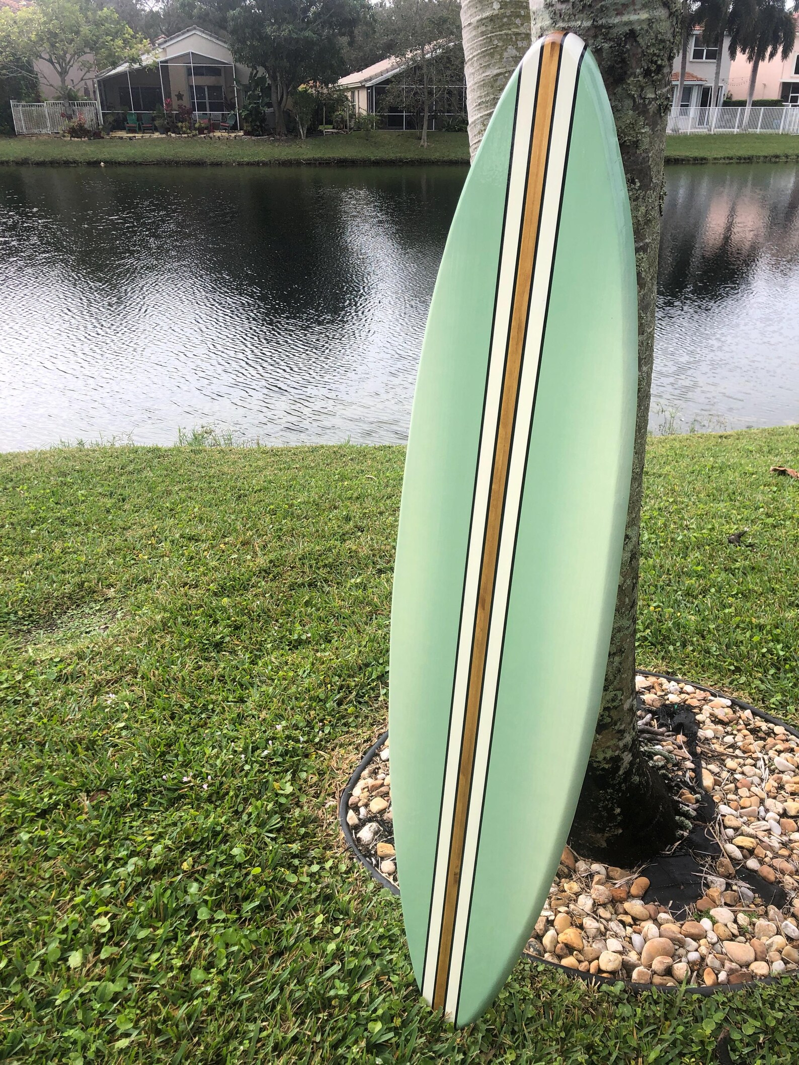Lime Cream Surfboard Wall Art & Decor | Customizable | Wood Surfboard ...
