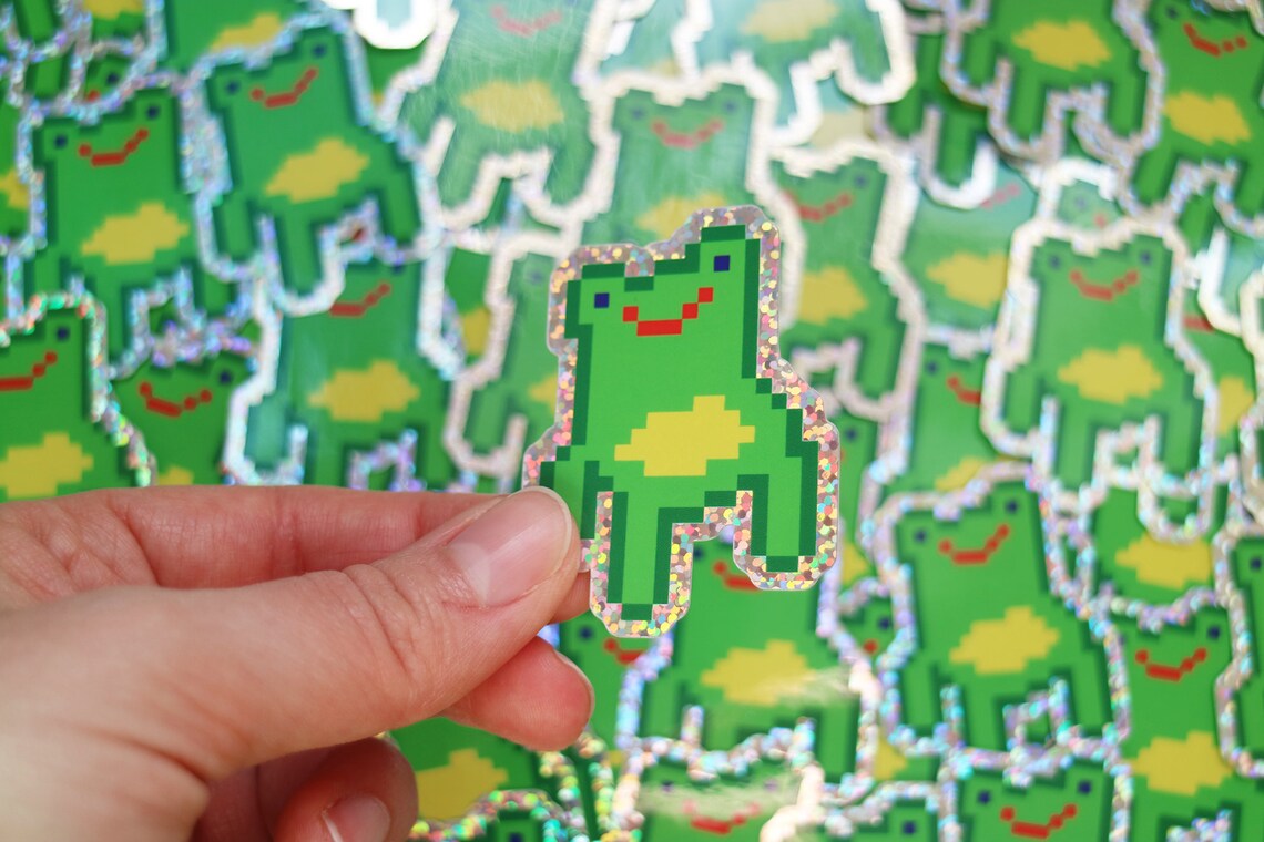 Froggy Chair Sticker Glittery Border Sparkly Shiny Pixel Art - Etsy