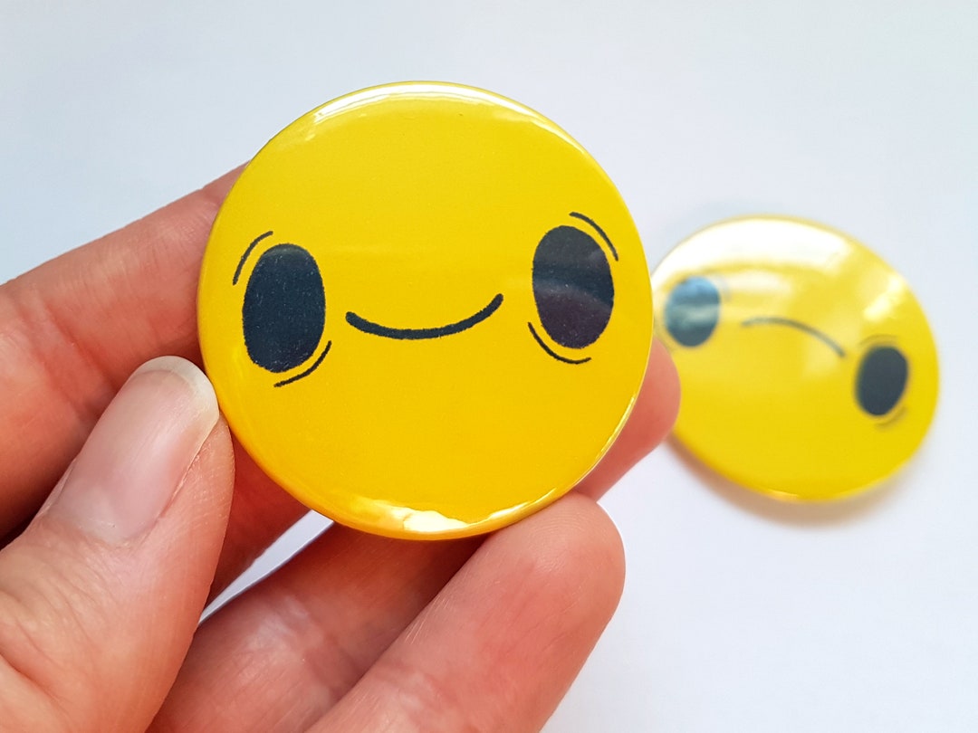 Smiley Frowny Face 45mm Yellow Badge Pin Button - Etsy