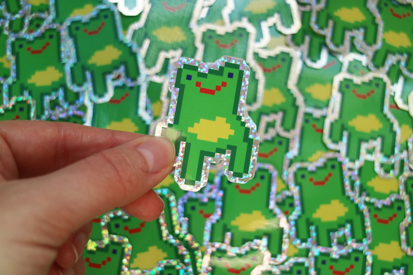Froggy Chair Sticker Glittery Border Sparkly Shiny Pixel Art - Etsy