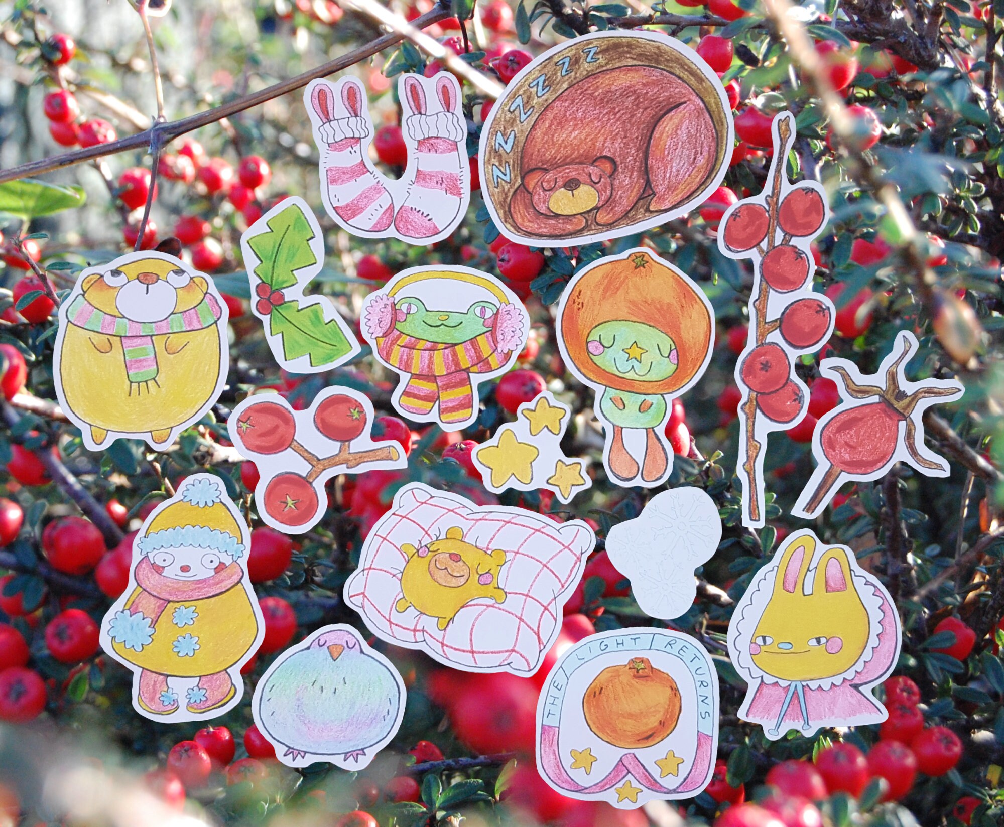 Satsuma friend cute cosy winter sticker | Etsy