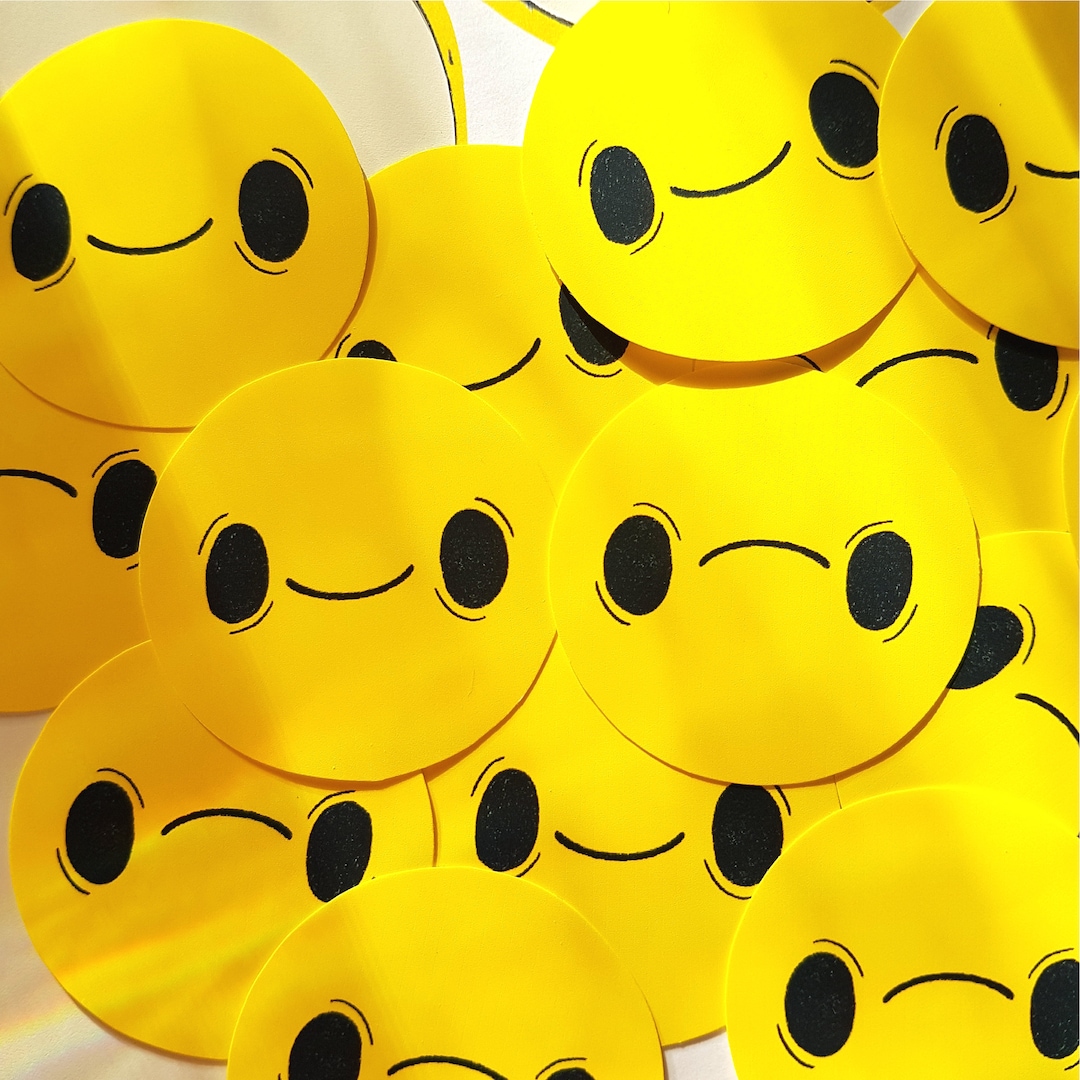 Smiley Frowny Face Sticker - Etsy