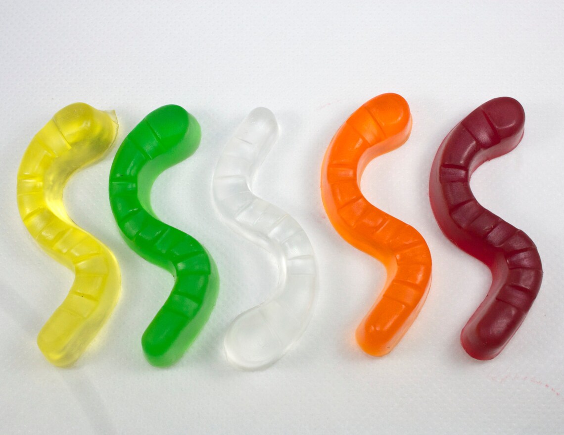 5 Gummy Worm Soaps Candy Soap Party Favor Earthworm - Etsy